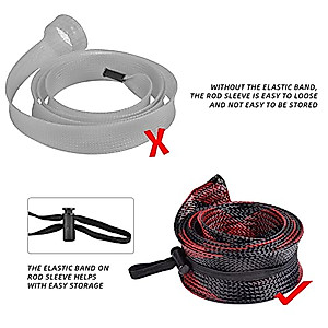 SF Fishing Casting Rod Socks Braided Mesh Rod Sleeve Cover Protector Pole Gloves Six Colors 6PCS Fit Casting Rod 6-1/2FT to 7-1/2FT