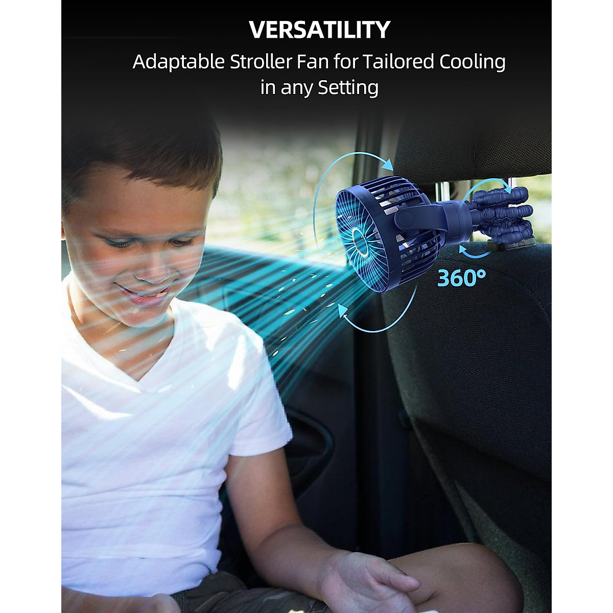 FrSara Portable Baby Stroller Fan, Stroller Fan Clip On for Baby, Safe and Quiet, 4000mAh, Baby Fan for Stroller and Car Seat, 3-Speed Adjustable, Suitable for Desks,travel,Bicycles,Camping Dark Pink