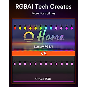 Lumary 56FT Smart Outdoor String Lights with APP/Remote/Voice Control, RGBAI Color Changing Patio Lights with Warm White 15+1 LED Bulbs, Permanent Outdoor Lights IP65 Waterproof