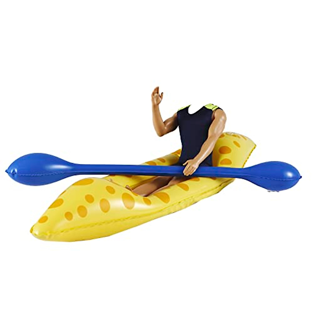 E-TING Beach Short Sleeve One Piece Swimwear Swimsuit with Toy Boat Ship Kayak Accessories for 12-inches Boy Doll