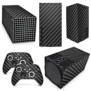 GNG Black Carbon Skins Compatible with Xbox Series X Console Decal Vinal Sticker + 2 Controller Set