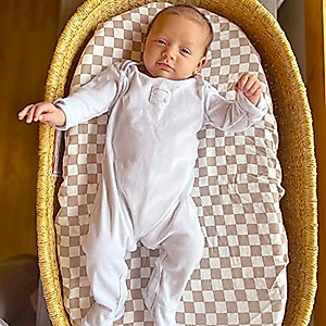 LifeTree Muslin Changing Pad Cover for Baby Girls Boys, Bamboo Cotton Comfort Neutral Diaper Change Table Pad Covers, Soft Boho Changing Pad Sheets, Checkered, 16"x32"