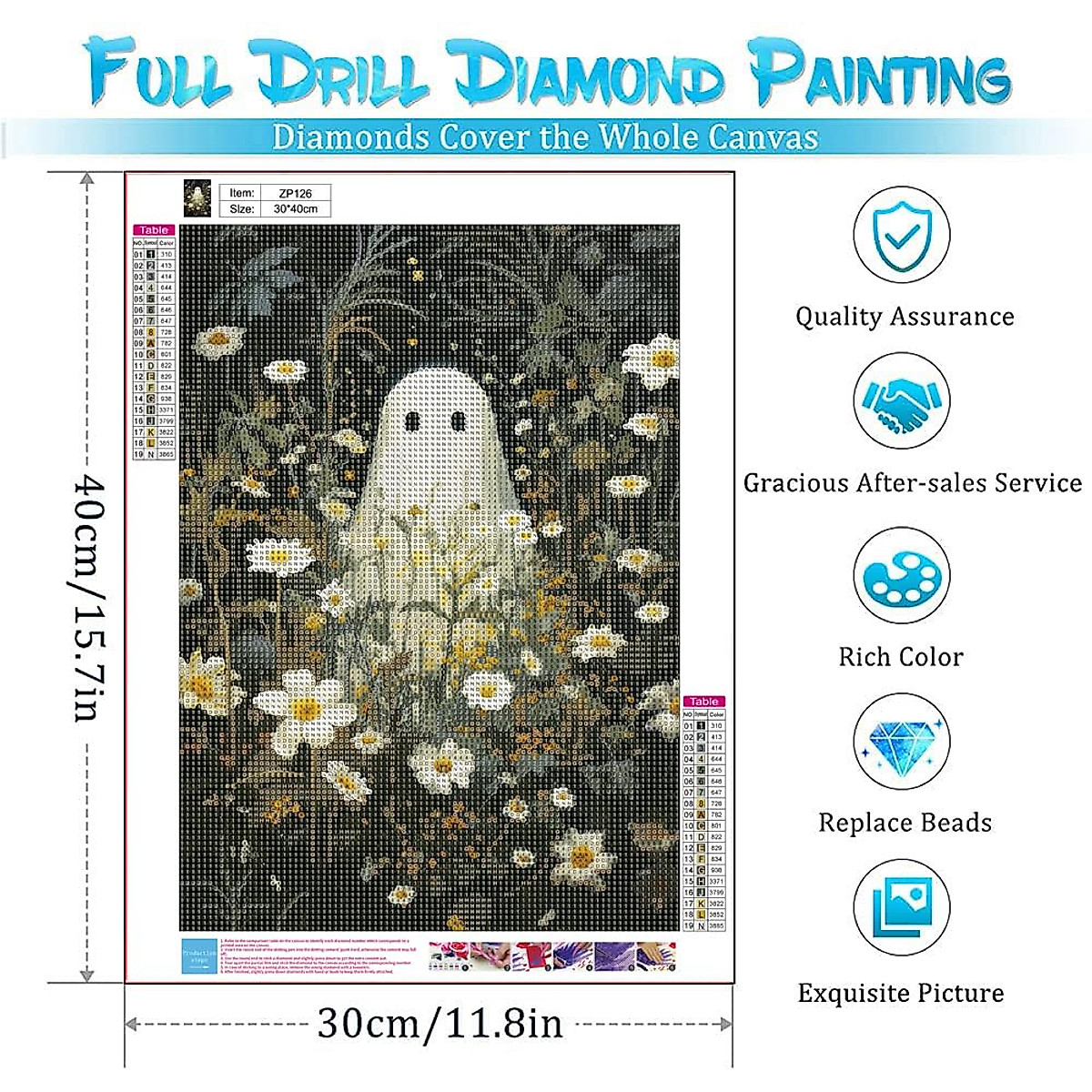 YPF Halloween Diamond Painting Kits for Adults Diamond Art Kits for Beginner DIY 5D Full Drill Crystal Arts and Crafts Gem Art Painting with Diamonds Dots Home Wall Decor 12x16inch