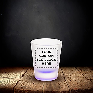 Custom Frosted Glass Shot Glasses 1.75 oz. Set of 10, Personalized Bulk Pack - Great for Weddings, Birthdays, Parties, Indoor & Outdoor Events - Blue