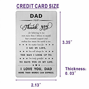Gifts for Dad - Dad Engraved Wallet Card - Thank You Dad Gifts - Dad Gifts from Daughter Son - Dad Birthday Father's Day Card from Child