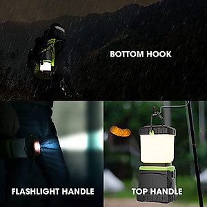 Camping Lantern Rechargeable Flashlights, Multi-Purpose 1300LM Lantern, 6000mAh Long Battery Life, IP65 Waterproof, Portable Tent LED Light for Hunting, Hurricane, Hiking, Outage(Clearance)
