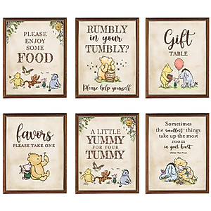 The Pooh Bear Baby Shower Decorations, Table Sign/Gender Reveal/BIrthday Party Table Decorations 6 Pcs