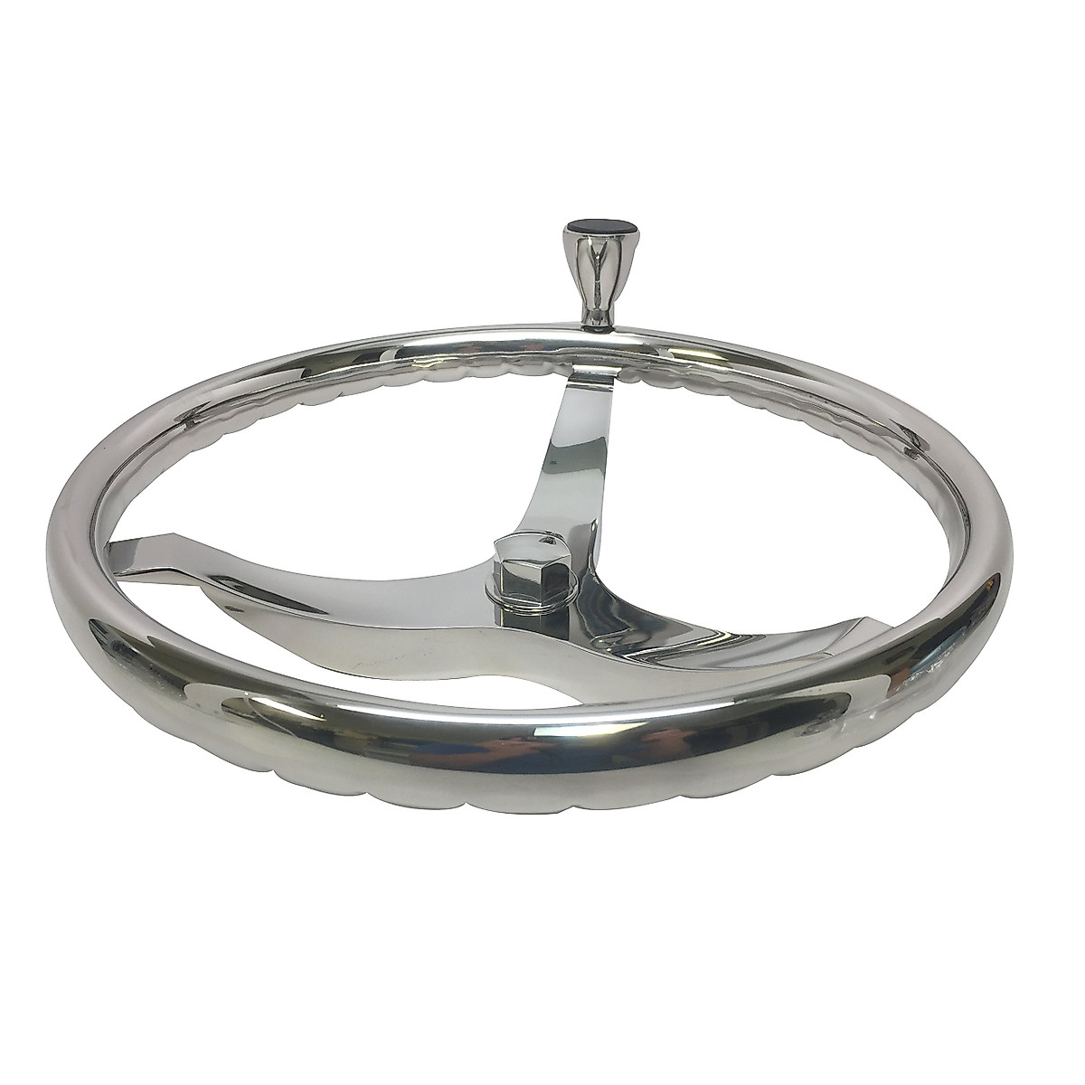 Pactrade Marine Boat 3 Spoke SS Steering Wheel Turning Knob Finger Grips Nut Cap, 13-1/2" L