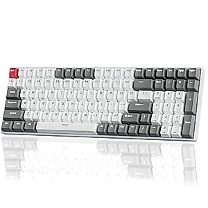 RK ROYAL KLUDGE RK100 Wireless Mechanical Keyboard RGB Backlit Bluetooth5.1/2.4G/Wired 96% Full Size 100-Key Hot-swap Gaming Keyboard with 3 USB Ports Brown Switch for Mac Windows Classic