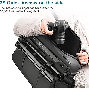 Cwatcun Professional Camera Backpack - Waterproof DSLR/SLR/Mirrorless Camera Case - Compatible with Sony, Canon, Nikon - Ipad, 15.6in Laptop, Tripod Accessories - Black