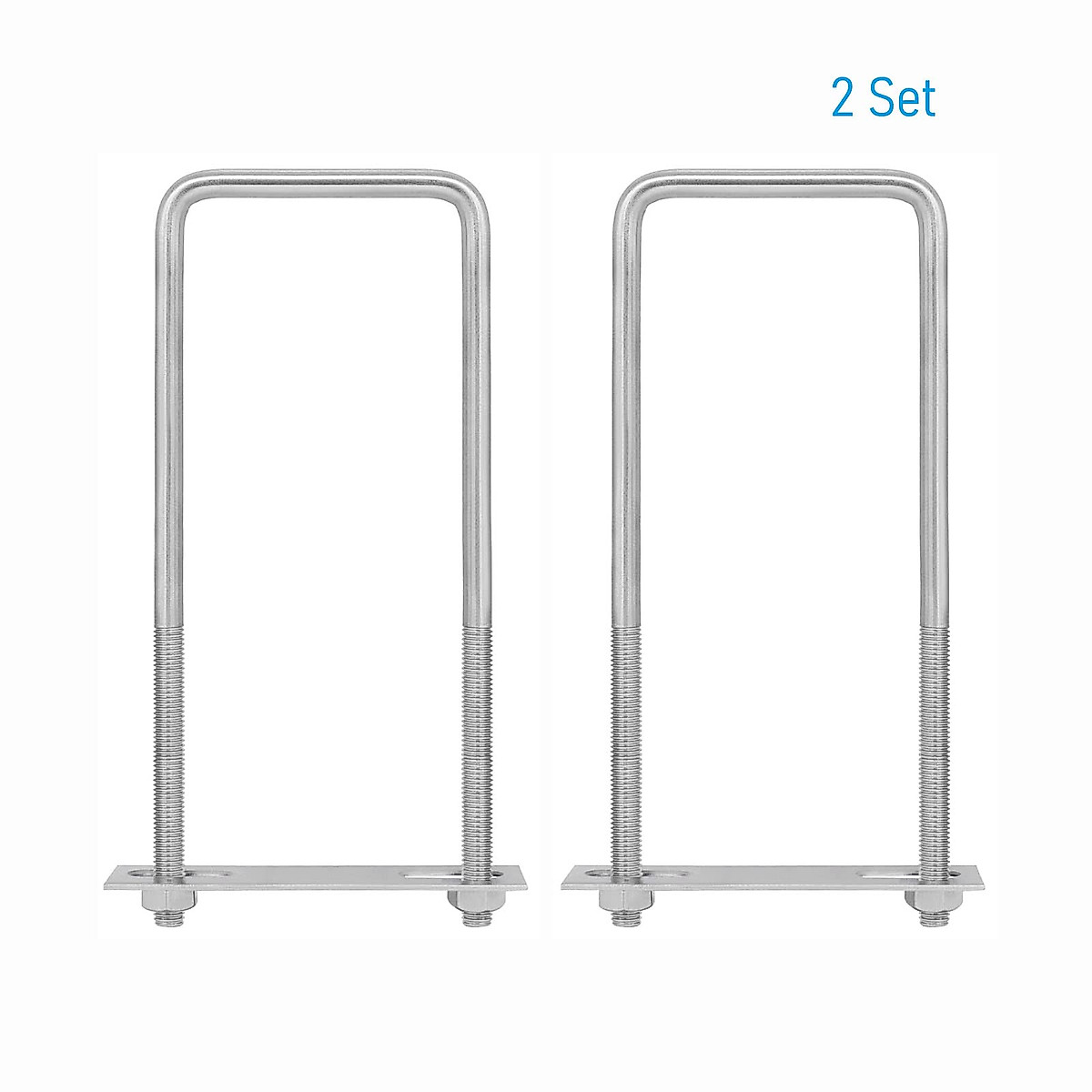 FOCMKEAS 2 Sets 304 Stainless Steel Square U-Bolts 2.76"(70mm) Inner Width, 7.09"(180mm) Length Stainless M8 with Nuts, Frame Plate, Accessories for Automobiles Trailer, Boat Trailer Industrial Parts