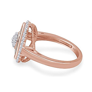 AFFY Round & Baguette Shape White Cubic Zirconia Sun Eternity Cluster Ring in 14K Rose Gold Over Sterling Silver,Ring Size-8.5