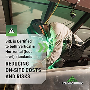 PEAKWORKS Fall Protection Safety Lifeline, Self Retracting (SRL) Cable, 20 ft Vertical and Horizontal Cable, Galvanized Steel Snap Hook Harness for Climbing, Rescue, Hunting, Roofing, V845533020LE