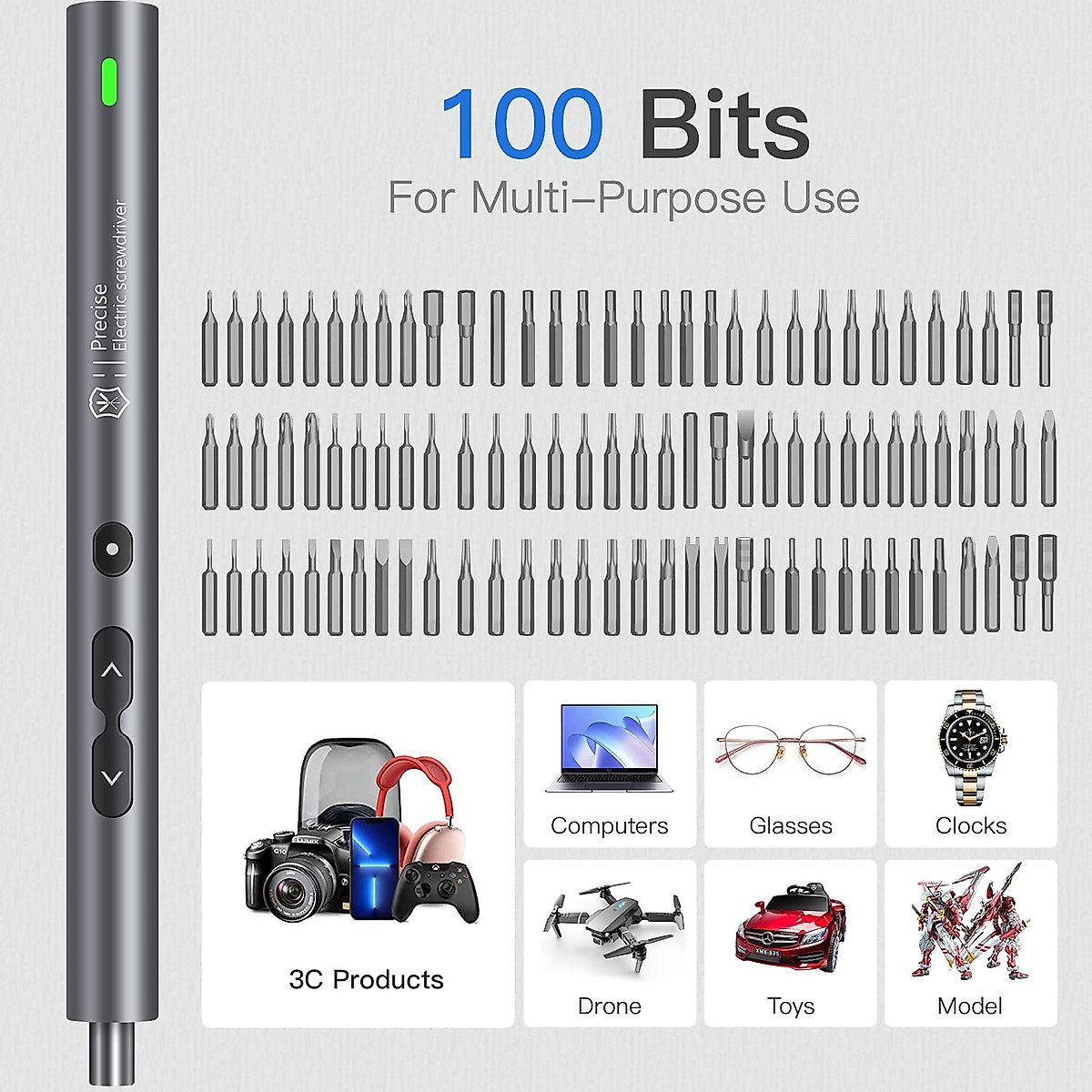 Mini Electric Screwdriver Set, SOONAN 120 in 1 Small Portable Cordless Power Screwdriver Set with 100 Precision Bits & LED Light & 20-bit Tool Set Handy Repair Tool for Phone Watch Camera Laptop