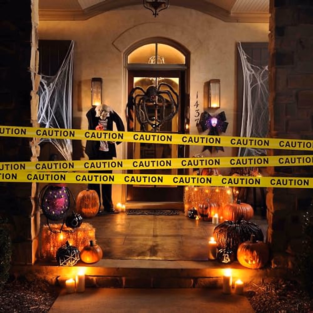 Goldblatt Caution Tape, 2 Pack Yellow Caution Tape Roll, 3 Inch x 1000 Feet, Warning Safety Tape with Bold Black Font for Construction Location/Hazardous Areas or Halloween Decorations