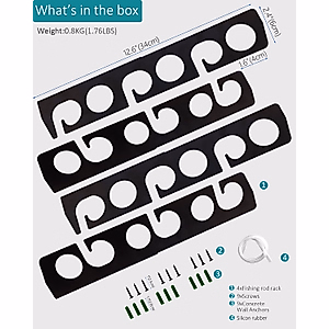 WIPHANY Pvc,Rubber,Steel Fishing Rod Racks Wall or Ceiling Fishing Rod/Pole Rack Holder Storage Hook Holds up to 12 Fishing Rods Wall Mounted for Garage Cabin and Basement