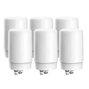 AQUA CREST Faucet Filter Replacement, Replacement for Brita Faucet Filter, Brita 36311 On Tap Water Filtration System, Brita FR-200, FF-100 Replacement Filter, White (Pack of 6)