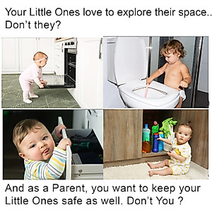 Easy to Install Nitems Cabinet Locks for Babies with Adhesive for Kitchen Cupboard Doors, Fridge, Toilet Seat, Improved Child Safety, No Trapped Fingers- 6Pack-4 Extra 3M (22cm Strap Length, 6.00)