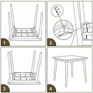 OOKSEN Square Dining Table 31.5“, Solid Wood Kitchen Table for Small Space, Mid-Century Modern Wooden Kitchen Dining Table, Oak Finish, Walnut