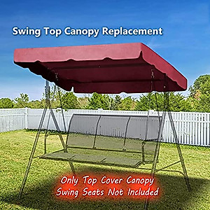 Swing Waterproof Cover Porch Top Cover Seat Furniture 2-3 Seater Waterproof Oxfords Cloth Top Cover for Garden Swing Outdoor,Swing Cover for Backyard, Terrace Swing Canopy (Top Cover +chair cover)