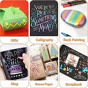 DAPAWIN Metallic Markers for Scrapbooking: 12 Scrapbook Markers, Scrapbook Metallic Pens for Black Paper, Rock, DIY Card Decorative, Wedding, Graduation Scrapbook Supplies, Dual Tips Scrapbooking Pens