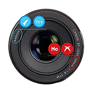 49mm Lens Cap Cover Compatible for Canon EF 50mm f/1.8(Not 1.4) STM(Not II),EF-M 15-45mm f/3.5-6.3 is STM,HUIPUXIANG Sony FE 50mm f/1.8,E 50mm f/1.8 OSS,55mm f/1.8 ZA(SEL55F18Z) Lens [2 Pack]