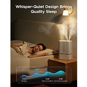 GoveeLife Smart Humidifier for Bedroom Large Room, 4.5L Cool Mist Top-Fill Humidifiers with Scent Diffuser & Night Light, Voice & App Control, Dual 360° Rotation Nozzles, Handle Design, Auto Shut Off