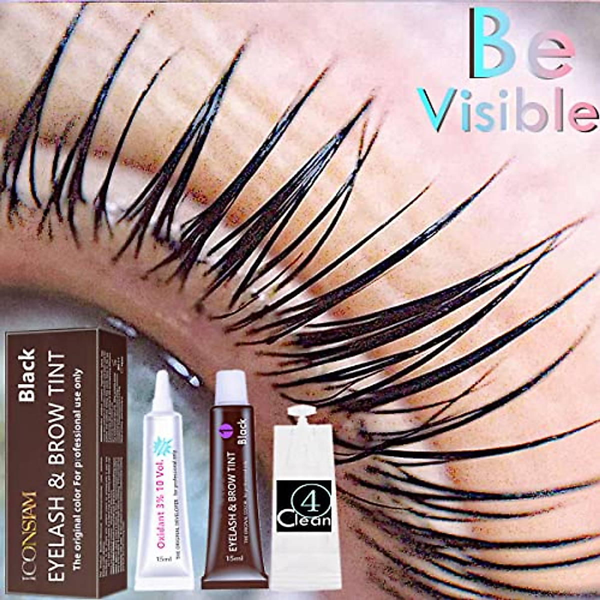 Black Lash Tint Kit, Keratin Black Eyelash Dye and Eyebrow Tint, 6 Week Voluminous Brow Tint, Tinting Look For Lash Perm/Lift/Lamination Treatment (Black Eyelash Tint Kit Only)
