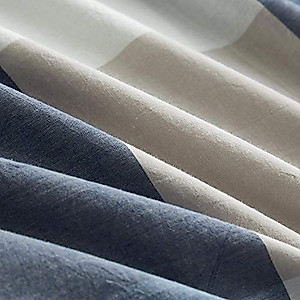 HYPREST Queen Duvet Cover - 100% Cotton Duvet Cover Queen Blue Buffalo Plaid Soft Breathable Farmhouse Style