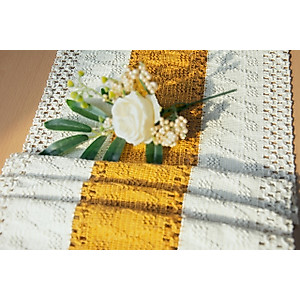 ZJZC Art Garden Style Cotton Hemp Material Table Runner (Mustard Yellow Braided, 12*70inch)