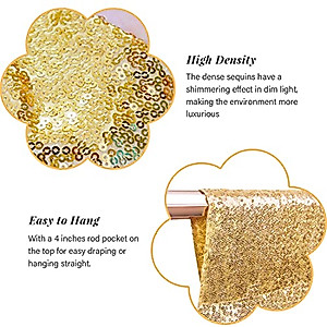 Dominiburl Sequin Backdrop Backdrop Non See Through Gold Backdrop for Party Wedding Birthday Party Decorations (4x8 Inch, Gold)