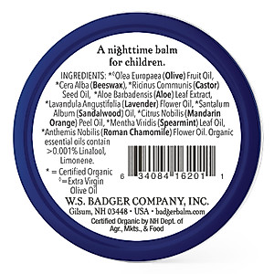 Badger - Night Night Balm, Chamomile & Lavender, Natural Sleep Balm for Kids, Relaxing Scented Balm for Children, Kids Organic Sleep Balm, 0.75 oz