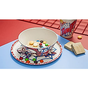 Zak Designs Marvel Spider-Man Dinnerware Set for Kids Includes 8" Plate, 6" Bowl, and 10oz Tumbler, Durable and Sustainable Melamine Bamboo Material (3-Piece Set, Spidey and His Amazing Friends)