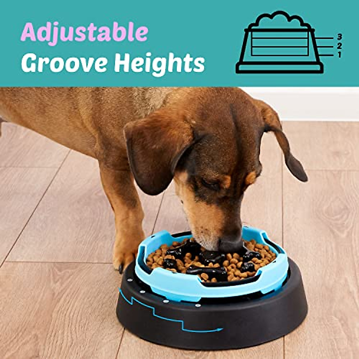 Paw Place Slow Feeder Dog Bowls Small Breed- Adjustable Slow Eating Dog Bowl Slow Feed Bowl