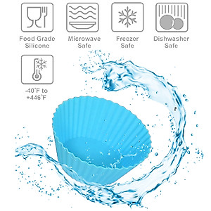 Bakerpan Silicone Muffin Cups - Reusable Cupcake Liners for Baking - Set of 24 Silicone Cupcake Molds - Premium Reusable Cupcake Liners for Baking