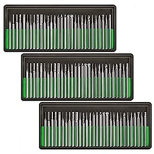 Ryoma Diamond Burr Bits, Carving Burr Bits Drill Kit for Rotary Tool Metal Woodworking Router Grinding Engraving Carving- 1/8"(3mm) Shank Pack of 90Pcs/ 3 Sets