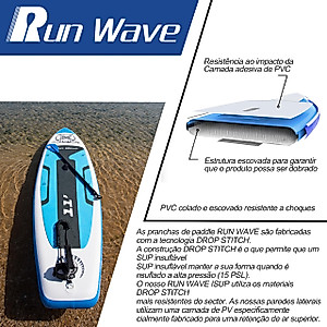 Run Wave Inflatable Stand Up Paddle Board 11'×33''×6''(6'' Thick) Non-Slip Deck with Premium SUP Accessories | Wide Stance, Bottom Fins for Surfing Control | Youth Adults Beginner (Kohala Blue)