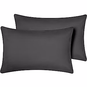 Hriksh Travel Pillow Case 12x18 Size Pack of 2 Pieces 100% Egyptian Cotton Envelope Closure 500 Thread Count Toddler Pillowcase Fits Up to 12x18, 12x16 or 11x15 (Dark Grey)