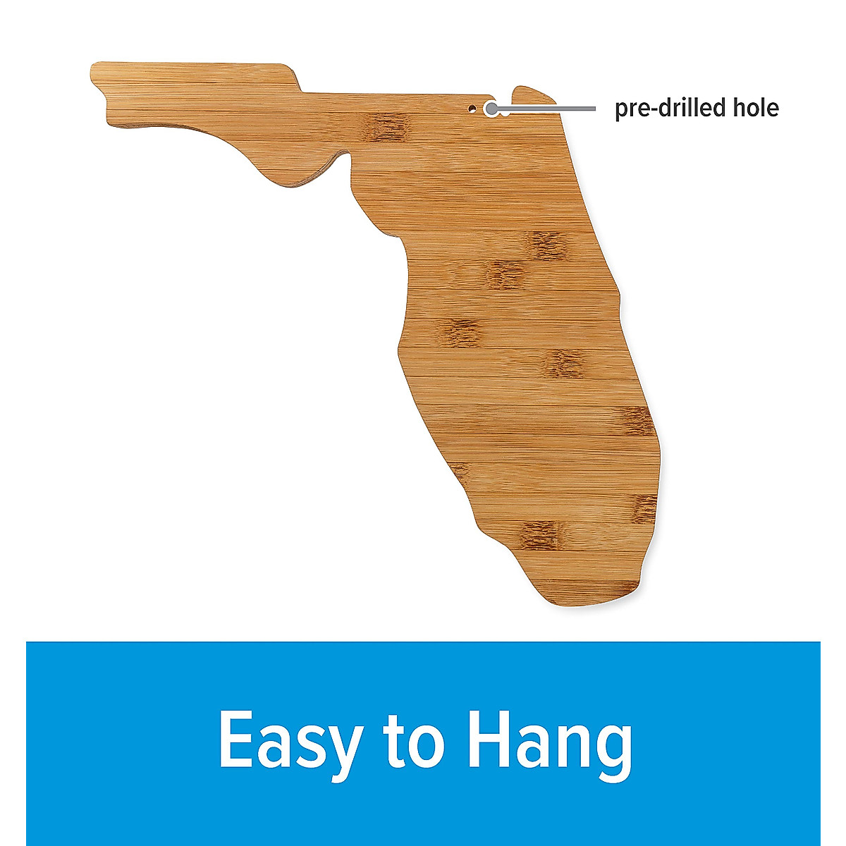 Camco 53111 Bamboo Cutting Board, Florida-shaped - Perfect for Kitchen Use or Wall Decoration - Moisture Resistant