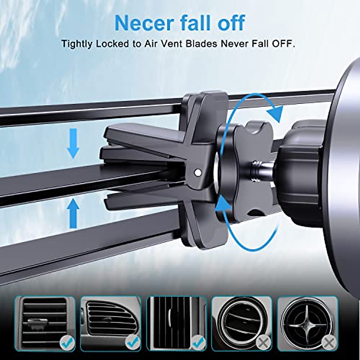 Magnetic Wireless Car Charger Mount Compatible with Magsafe iPhone14 /iPhone 13/ iPhone 12/12 Mini/12 Pro/12 Pro Max, 15W Fast Charging Air Vent Magnet Accessories Car Phone Holder