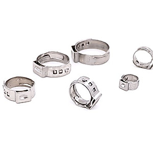 Glarks 120Pcs 7-21mm 304 Stainless Steel Single Ear Hose Clamps Assortment Kit