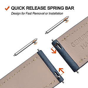 ANNEFIT Watch Band 17mm with Stainless Silver Buckle - Classic Oil Wax Leather Quick Release Watch Strap (Blue)