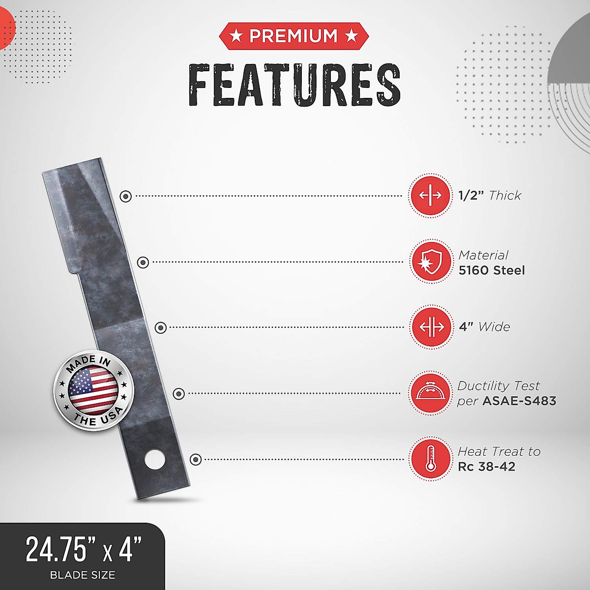 Replacement Bush Hog Rotary Cutter Blades – Part Number 7555, 24’’x3/4’’ Rancher Supply Blades and Compatible Rotary Replacement Blades for Brush Mowers (2 Blade Set)