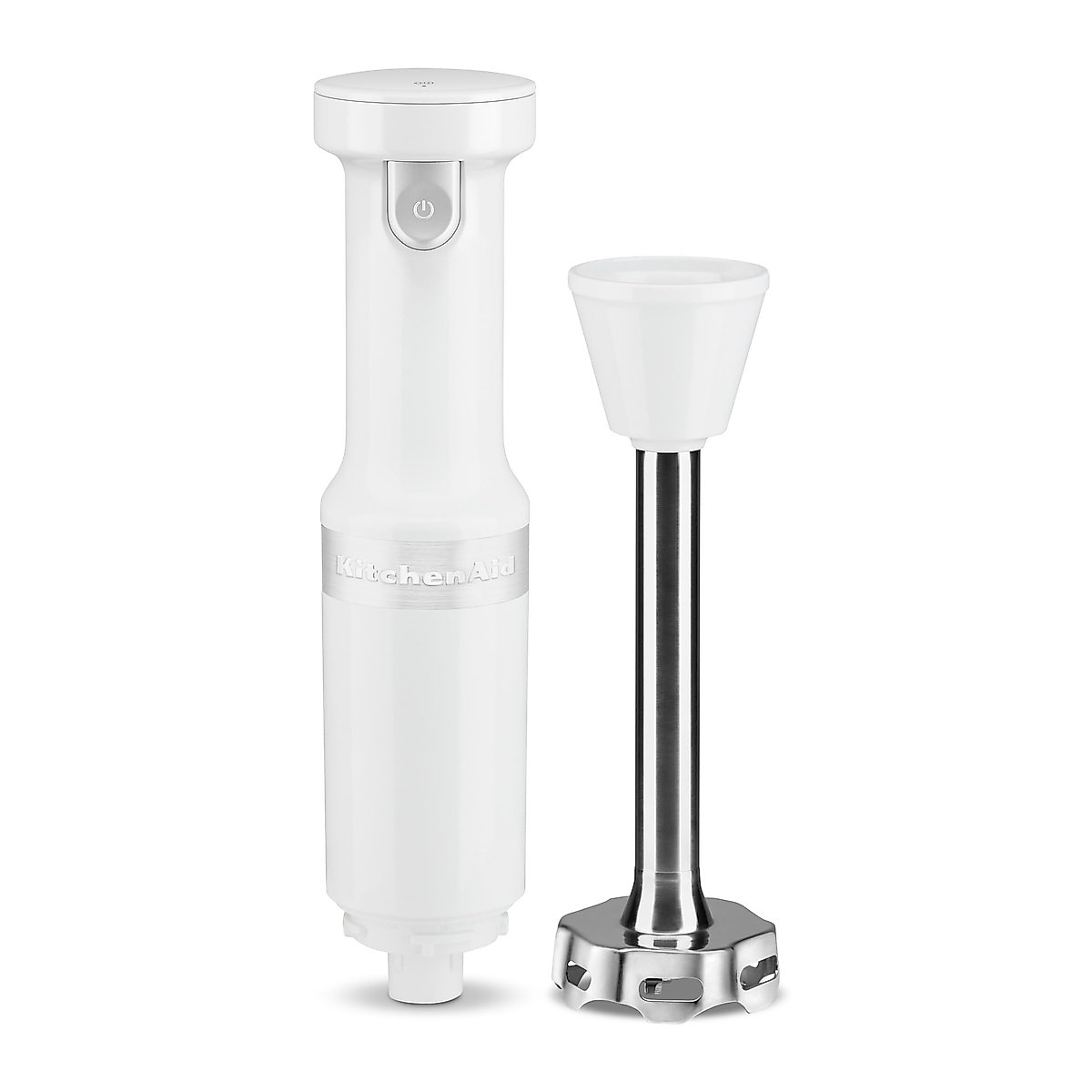 KitchenAid Cordless Variable Speed Hand Blender with Chopper and Whisk Attachment - KHBBV83, White