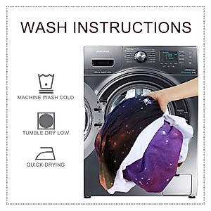 BlessLiving Star Galaxy Bedding Crescent Moon Duvet Cover Purple Pink Bedding 3 Pieces Feather Design Quilt Cover Space Comforter Cover Set (Full)