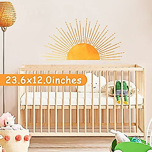 Half Sun Wall Decal Large Wall Decal Sunshine Wall Stickers Vinyl Wall Decals Nursery Wall Sticker Peel and Stick for Kids Playroom Bedroom Living Room Wall Art Decor