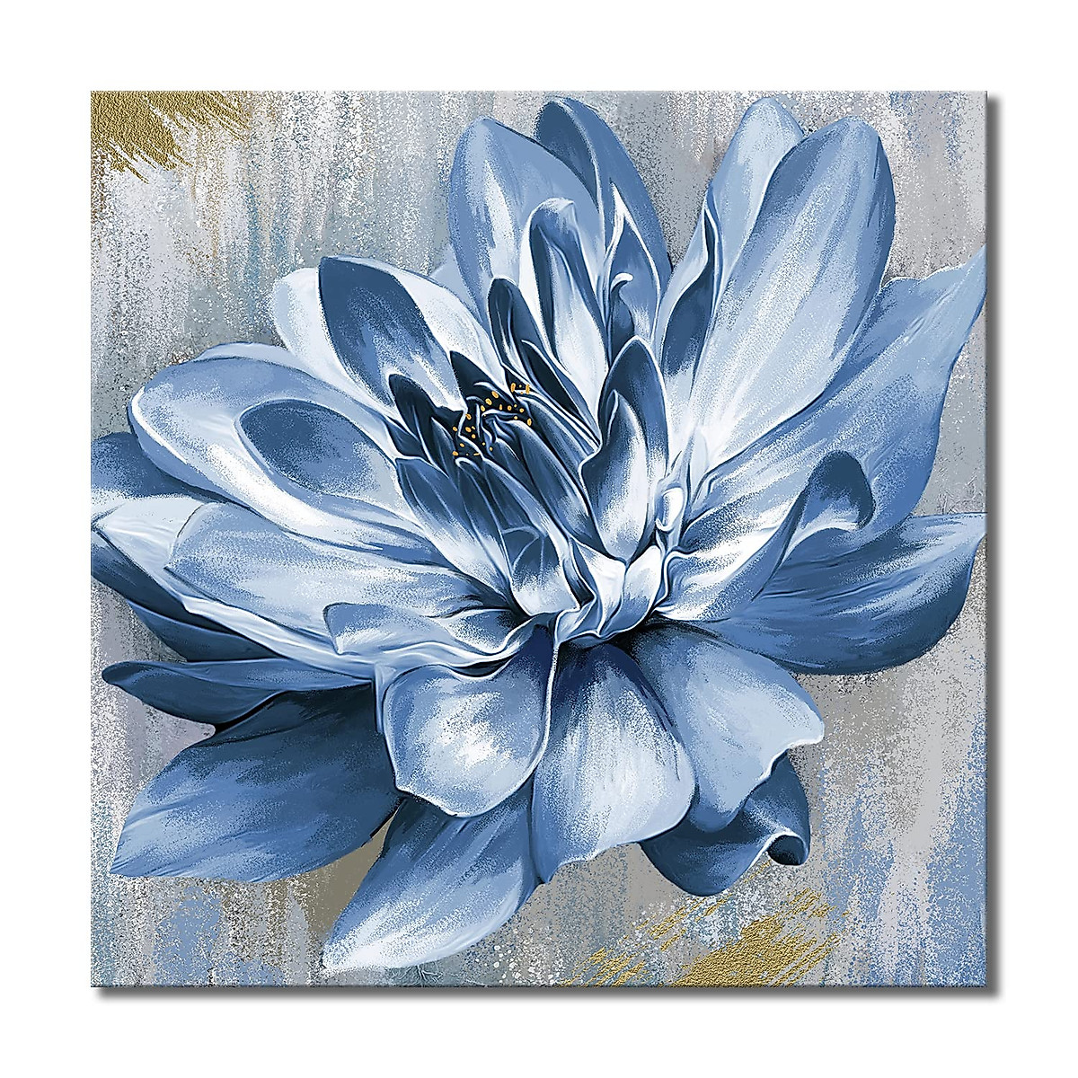 YAYNICE Blue Flower Canvas Wall Art Flower Blossoming for Bathroom Wall Art Picture Print Wall Painting Modern Artwork Wall Décor for Bedroom Living Room Office