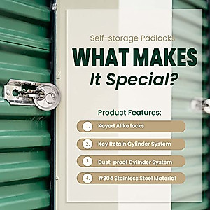 Unity Lock 2 3/4" 70mm Stainless Steel Discus Lock for Self Storage Unit Van Trailer Container, Multi Purpose Premium Manager Lock Same Keyed Alike (5)