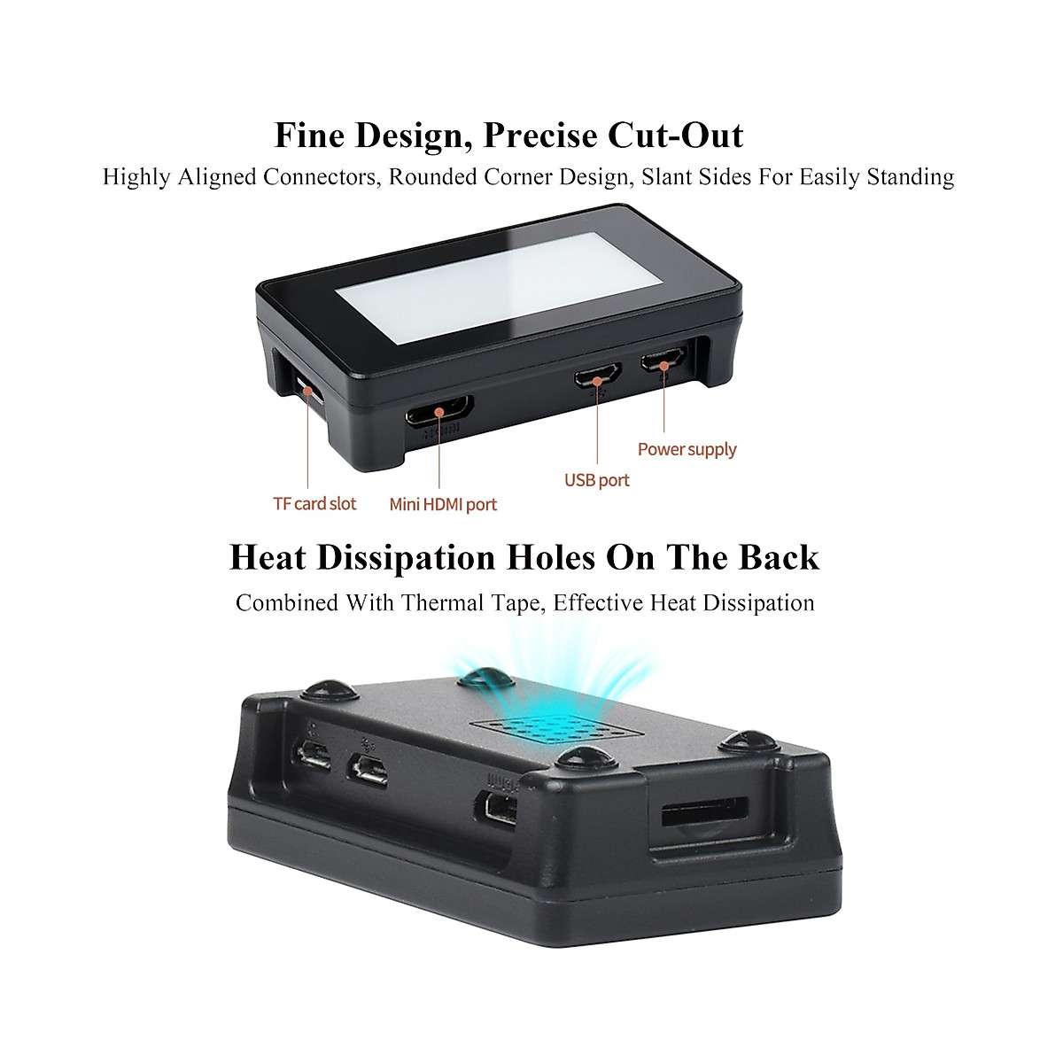 2.13inch Touch e-Paper Display with ABS Case for Raspberry Pi Zero 2 W/Raspberry Pi Zero/Pi Zero W/Pi Zero WH, 250x122 Pixels E-Ink, Paper-Like Effect Support Partial Refresh