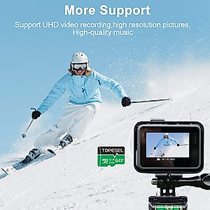 TOPESEL 64GB Micro SD Card 2 Pack Memory Cards U3 V30 Micro SDXC UHS-I TF Card for Camera/Drone/Dash Cam(2 Pack U3 V30 A1 64GB)